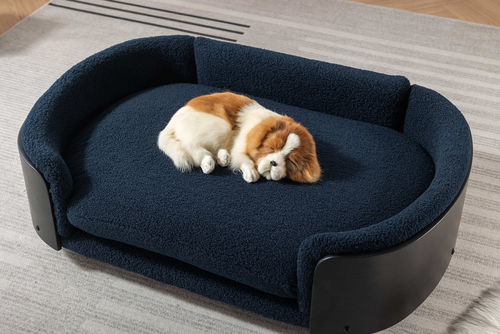Elevated Dog Bed Soft Pet Sofa With Solid Wood legs and Bent Wood Back ...