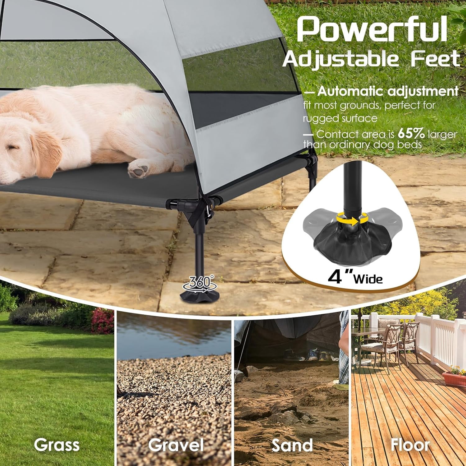 Elevated Dog Bed with Upgraded Canopy, Raised Outdoor Dog Tent with ...