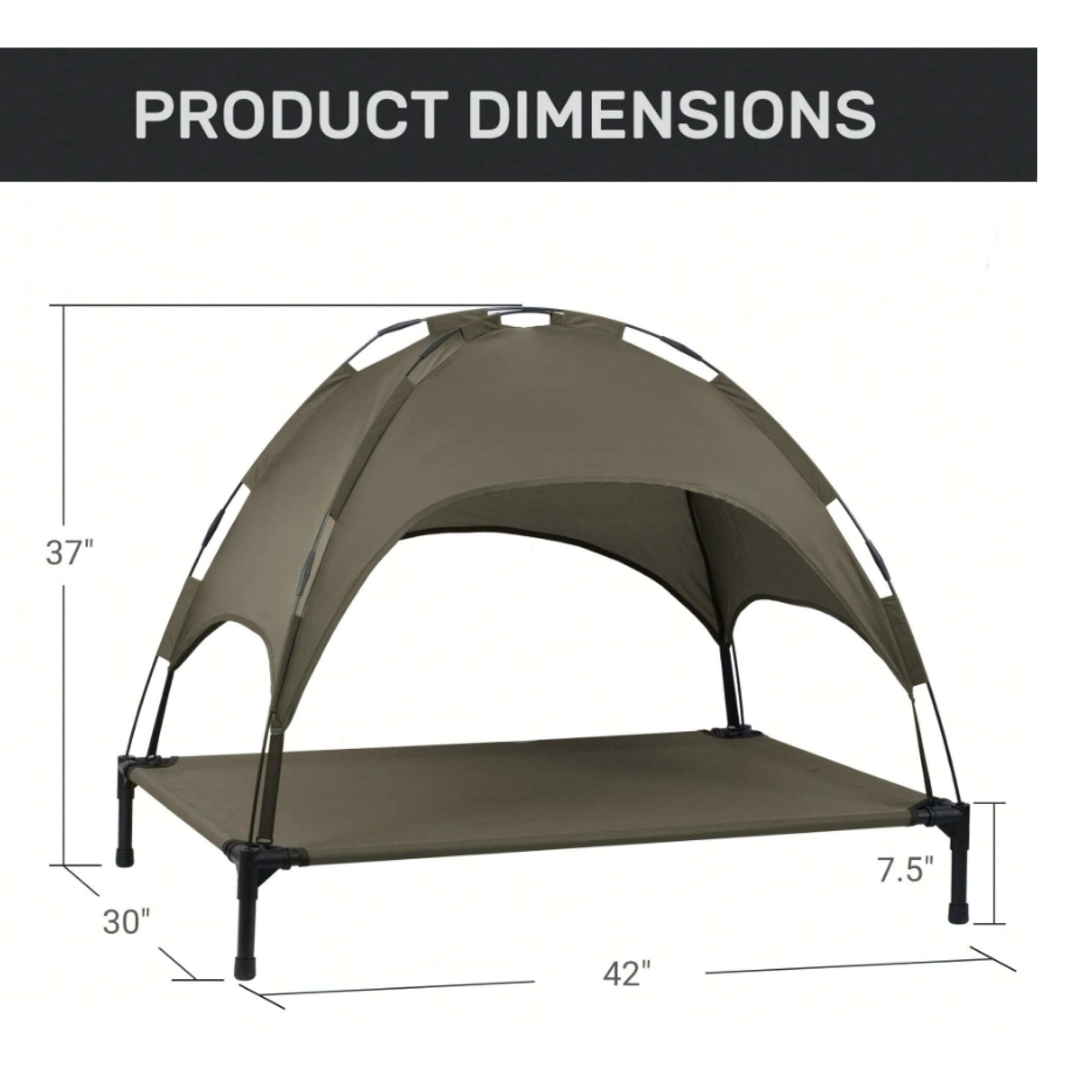 Elevated Dog Bed With Canopy, Outdoor Dog Cot With Removable Canopy ...