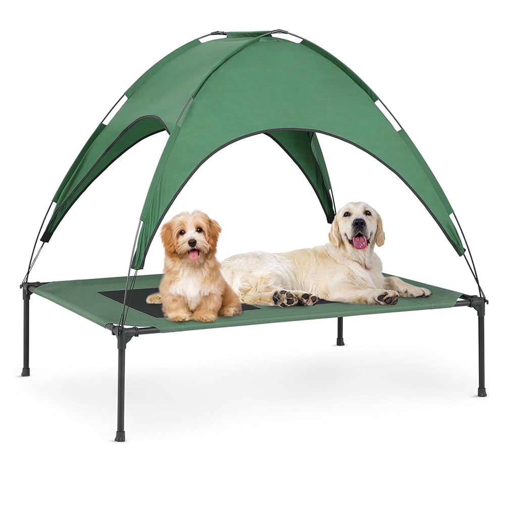 Elevated Dog Bed with Canopy Raised Indoor/Outdoor Cooling Breathable ...
