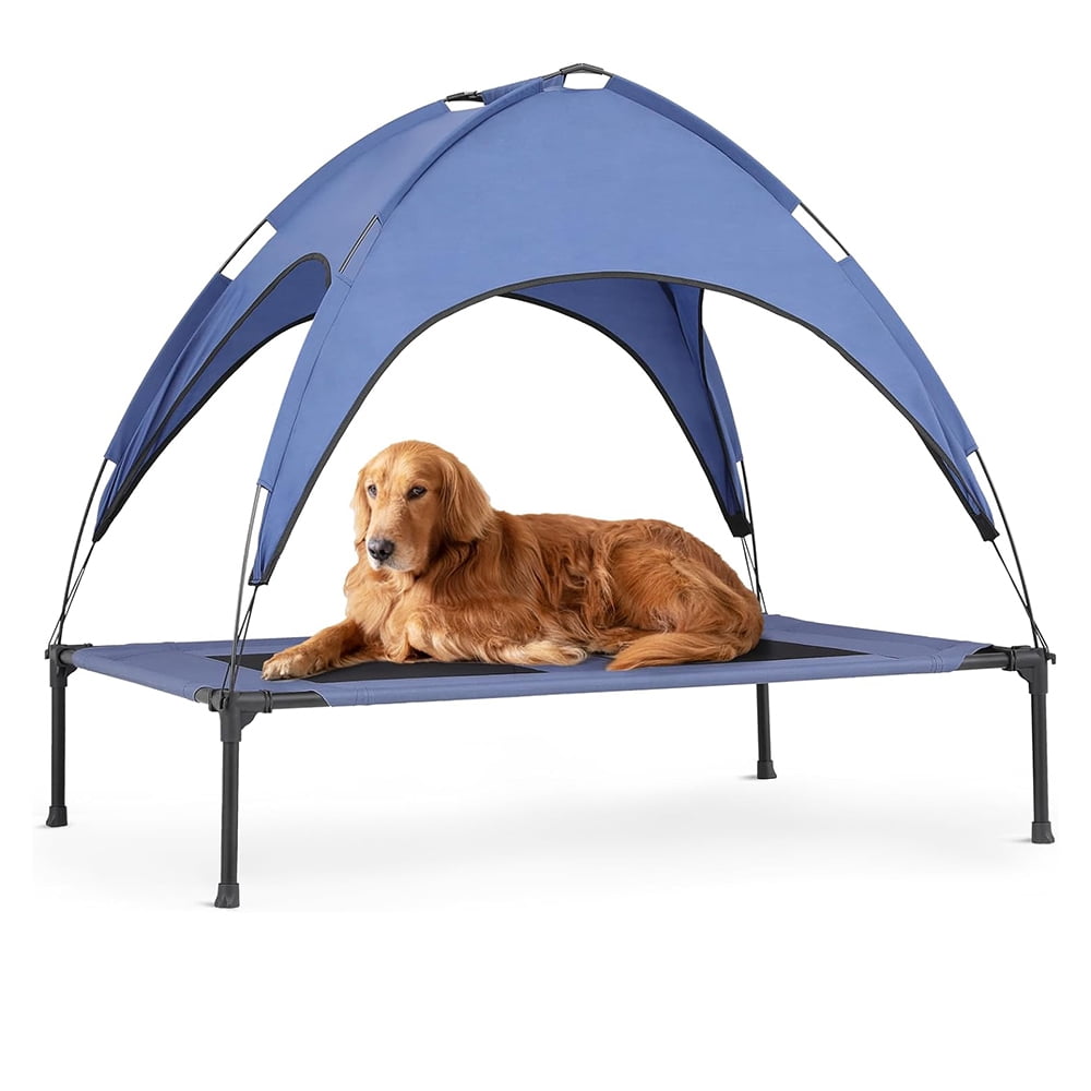 Elevated Dog Bed with Canopy Raised Indoor/Outdoor Cooling,Breathable ...
