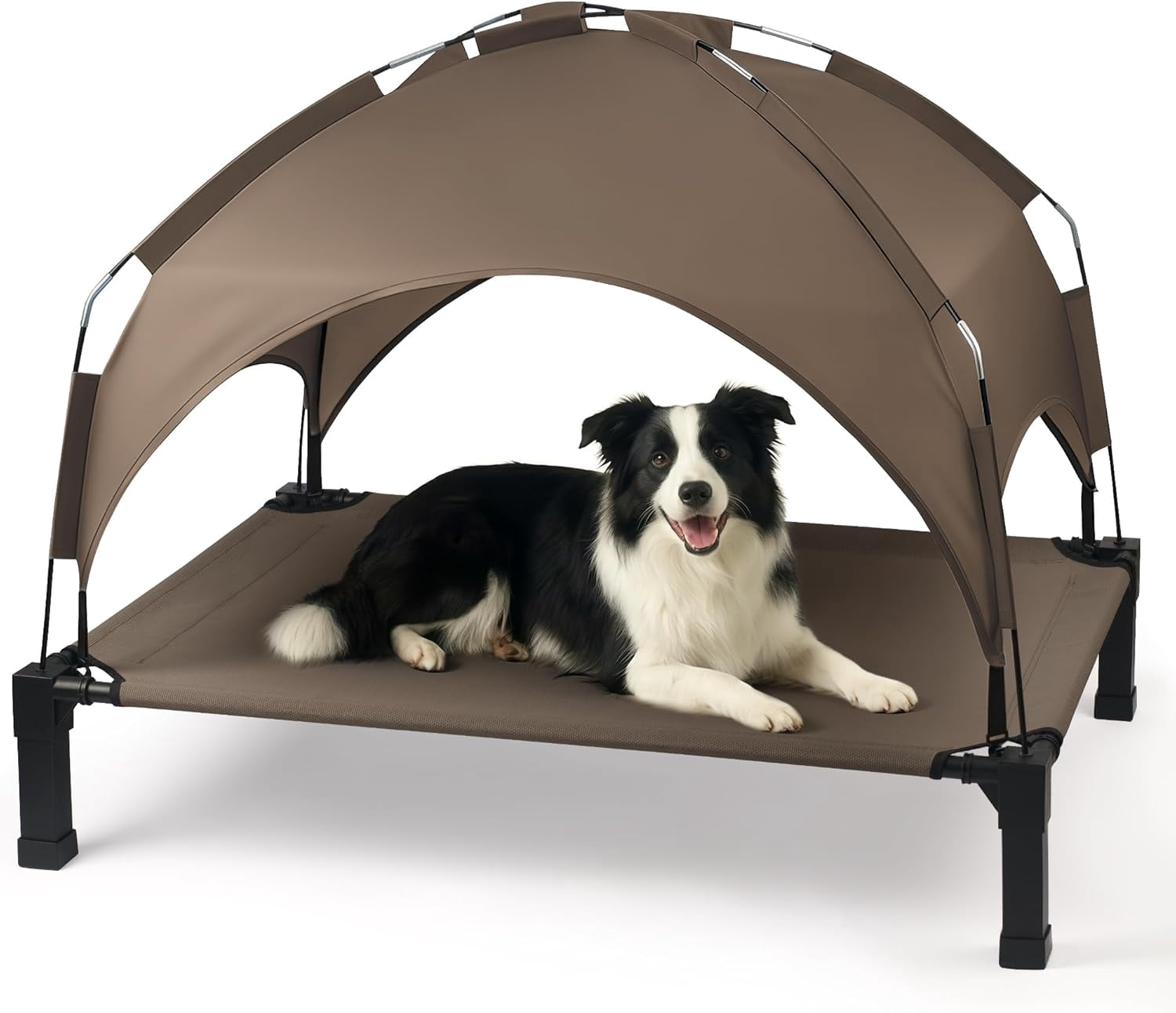 Elevated Dog Bed with Removable Canopy, Portable Dog Cot with Sun ...