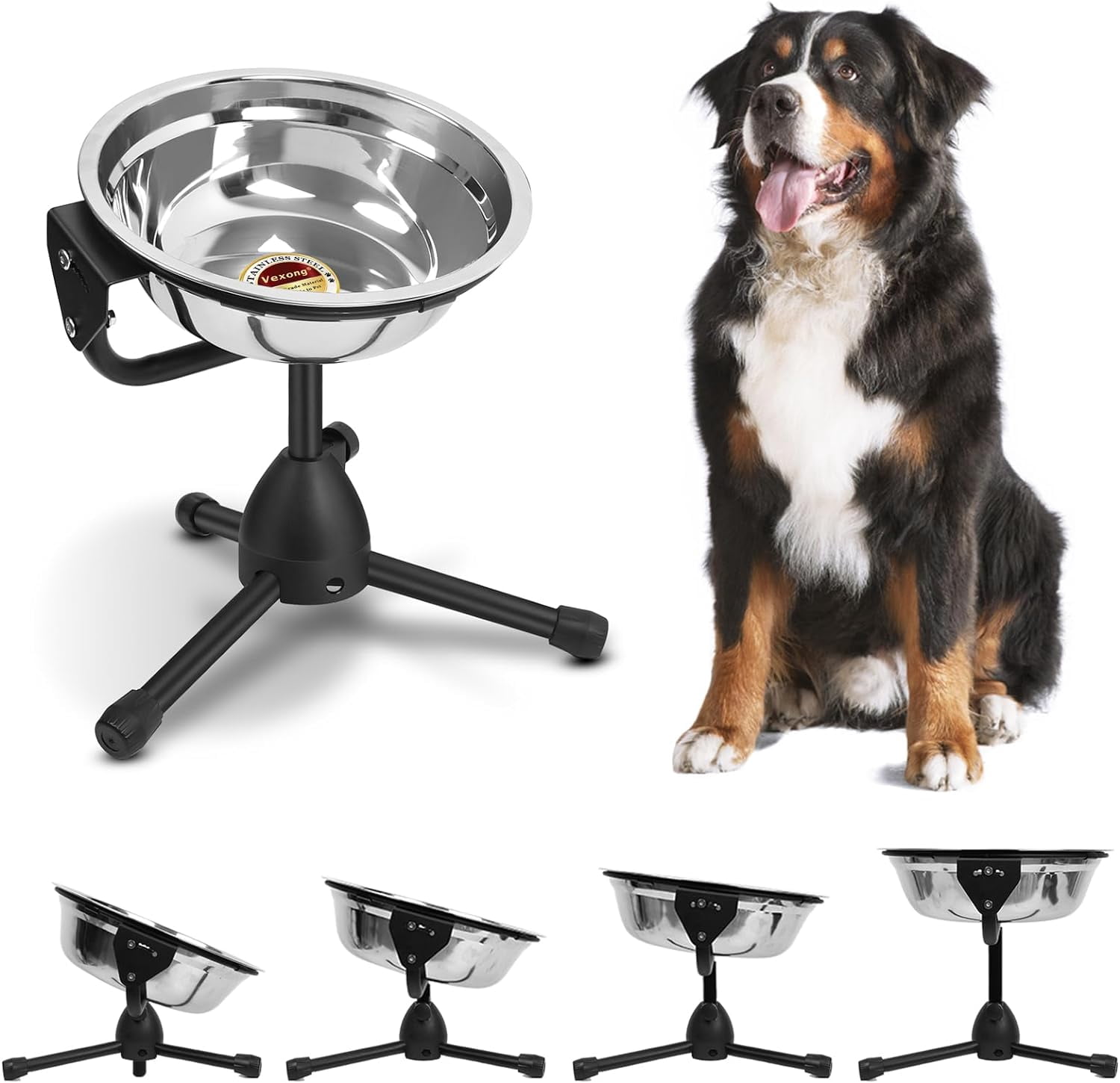 Elevated Dog Bowl with Adjustable Metal Stand,Medium Size for Dogs ...