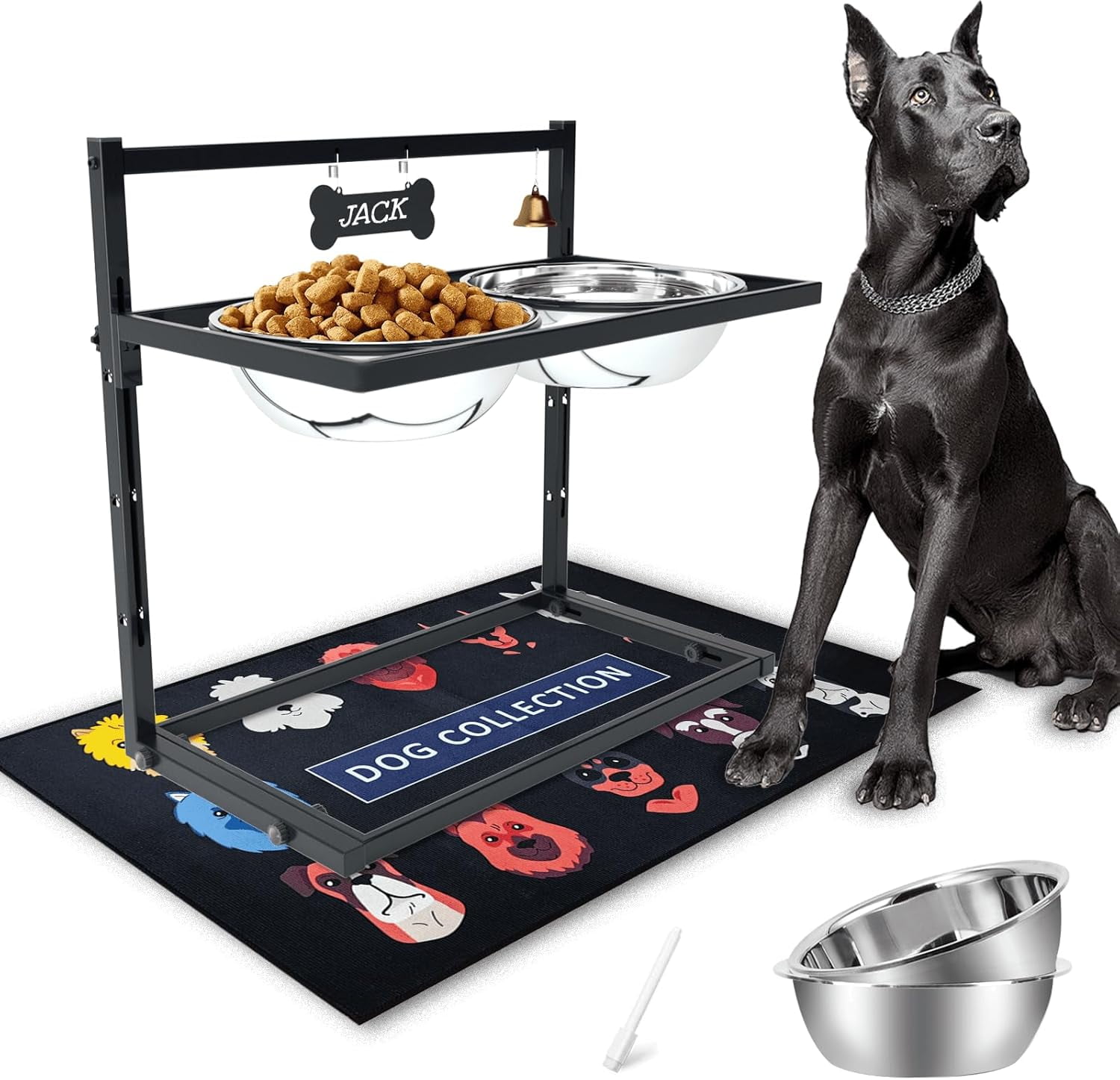 𝐗-𝐋𝐚𝐫𝐠𝐞 Elevated Dog Bowls for Extra Large Dogs with Mat,Raised Dog ...