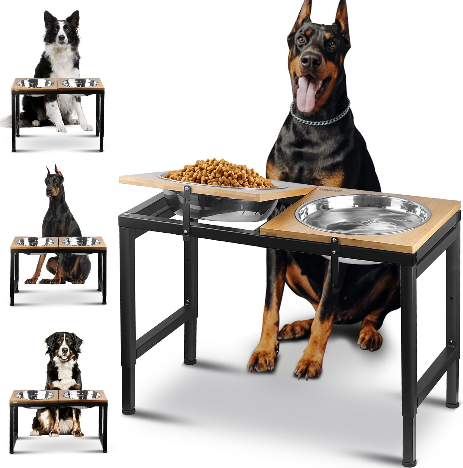 Elevated Dog Bowls Large Breed, 15"-20.5" H 4500ML Raised Dog Bowls for ...