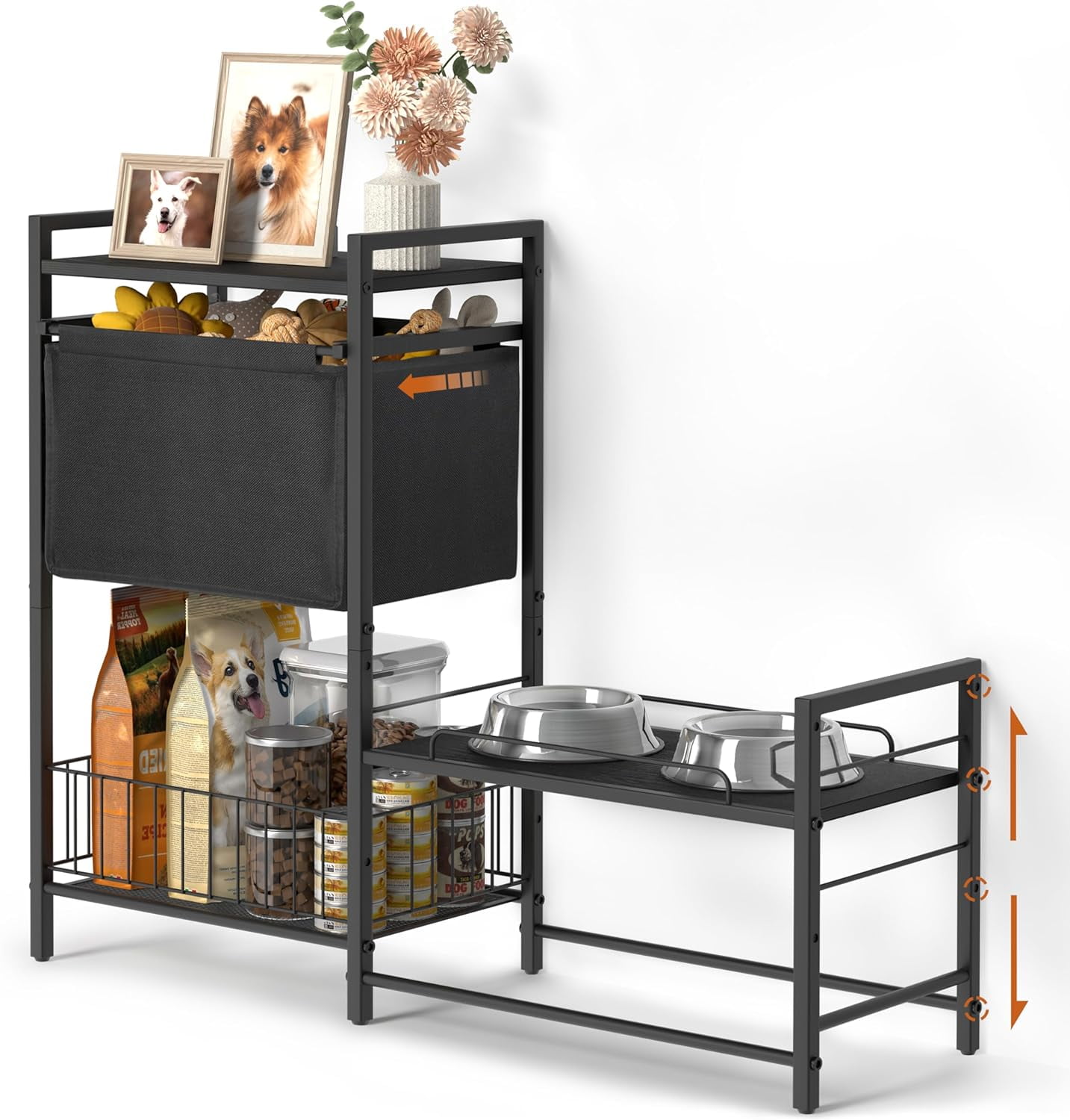 Elevated Dog Bowls, Raised Dog Bowl Stand with Dog Toy Bin Basket Dog ...