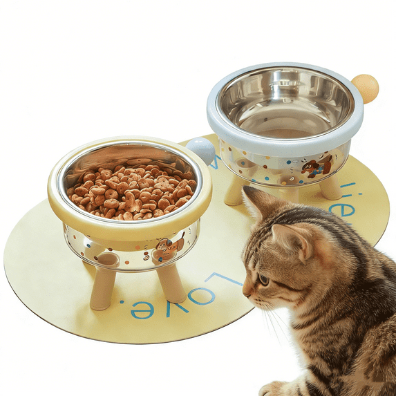 Elevated Dog Cat Feeding Station with Insert Dish Detachable Bowl Bowls ...
