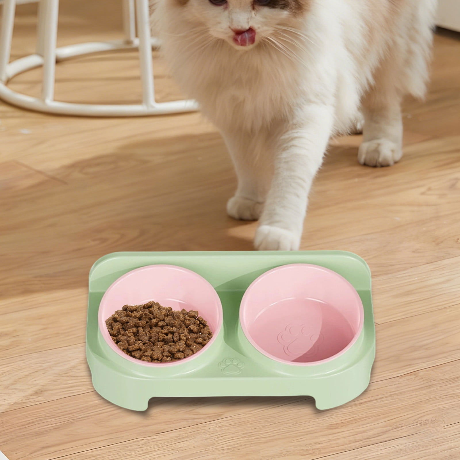 Elevated Double Dog Bowl, Slanted Non-Slip Feeder with Wide Base for Cats & Medium Large Dogs ...