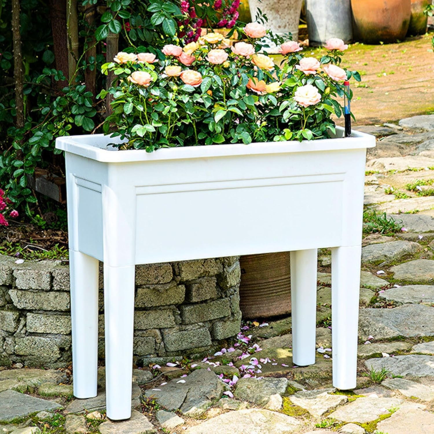 Elevated Garden Bed with Legs (14 x 29 Inch), Self Watering Plastic ...
