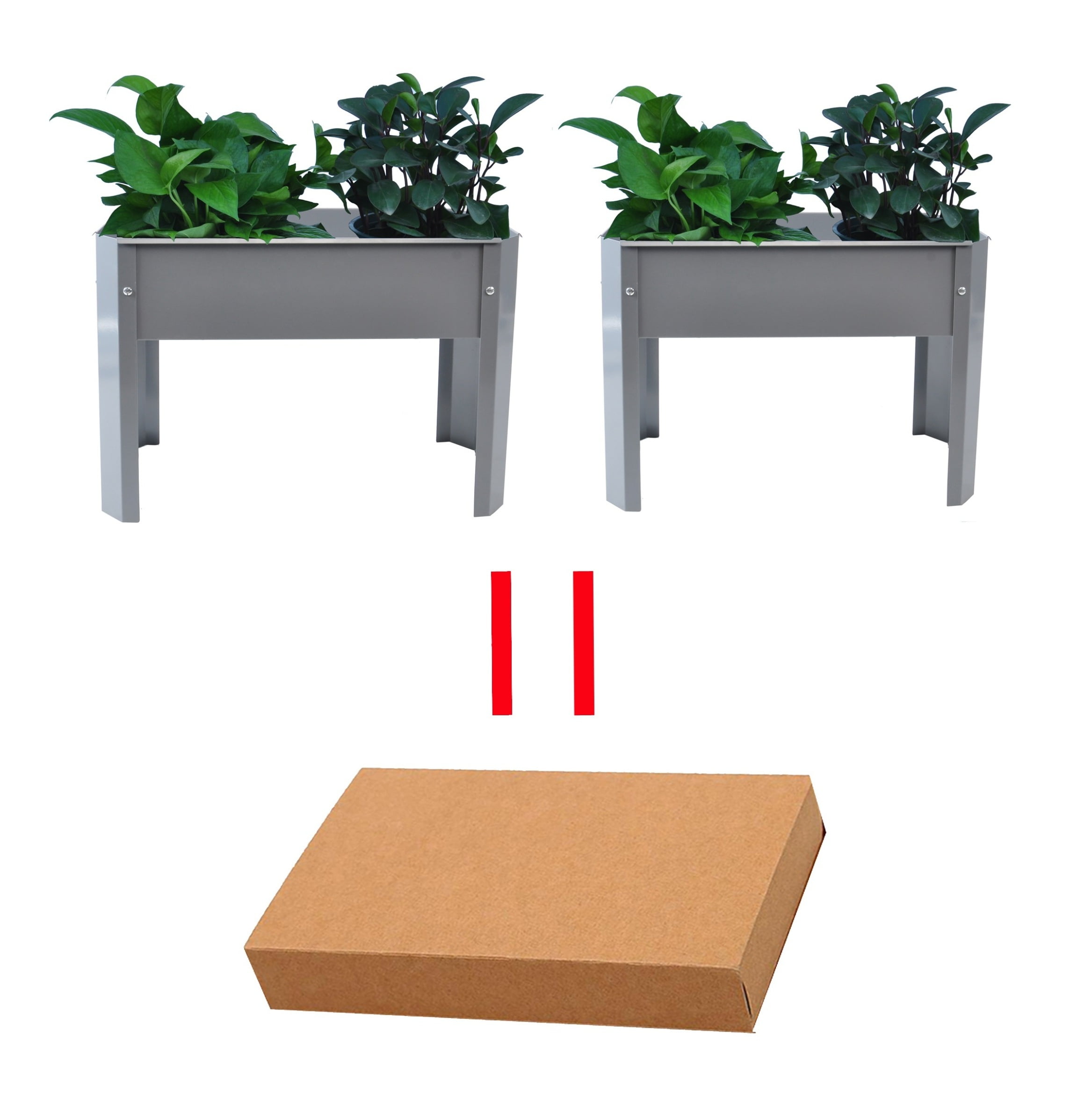 Elevated Garden Bed Metal Outdoor Flower Pot Box - 24" L x 10.5" D x 17 ...