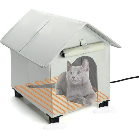 Elevated Heated House for Outdoor Cats in Winter, & Insulated Feral ...