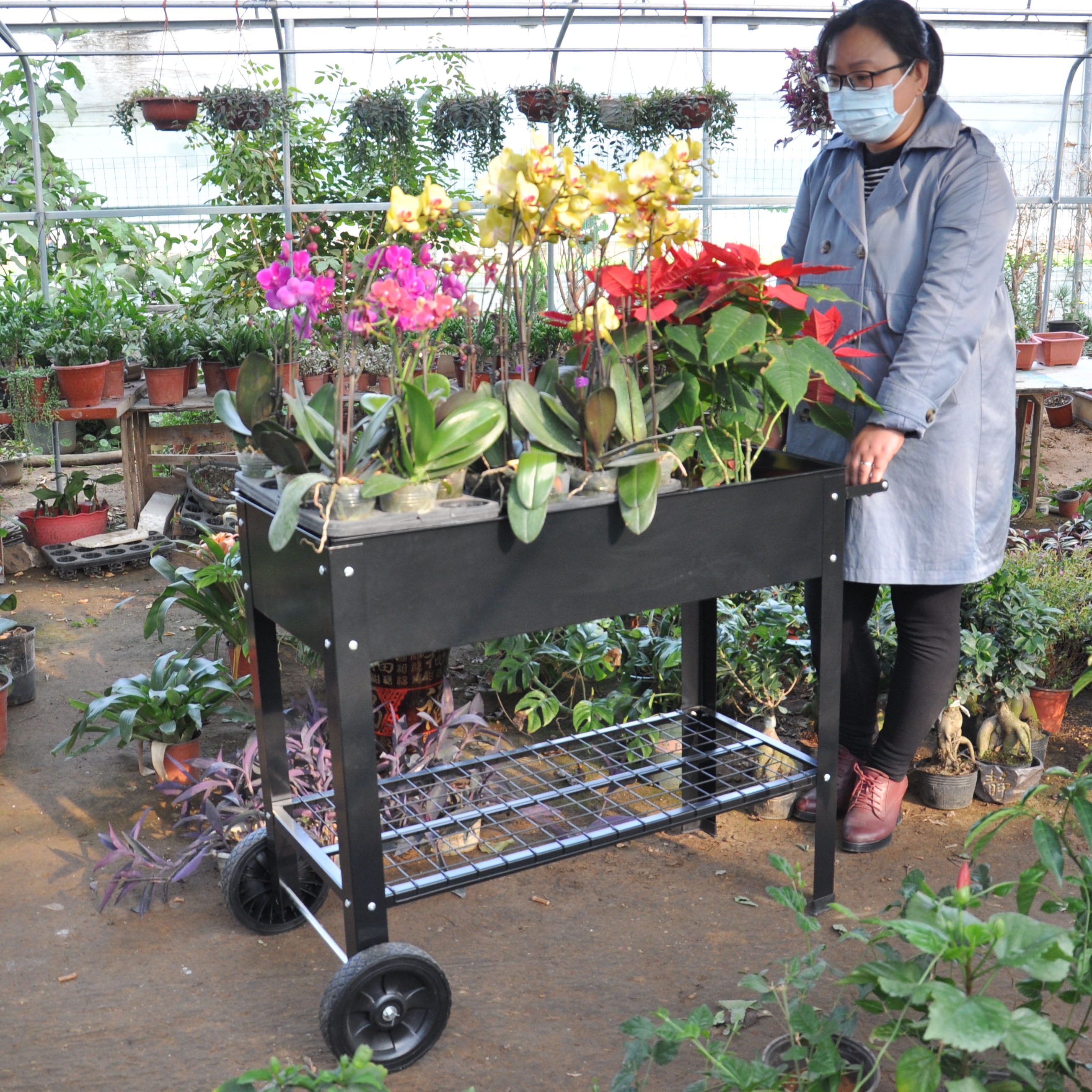 Elevated Metal Raised Garden Bed Cart with Wheels – Waist-High Planter ...