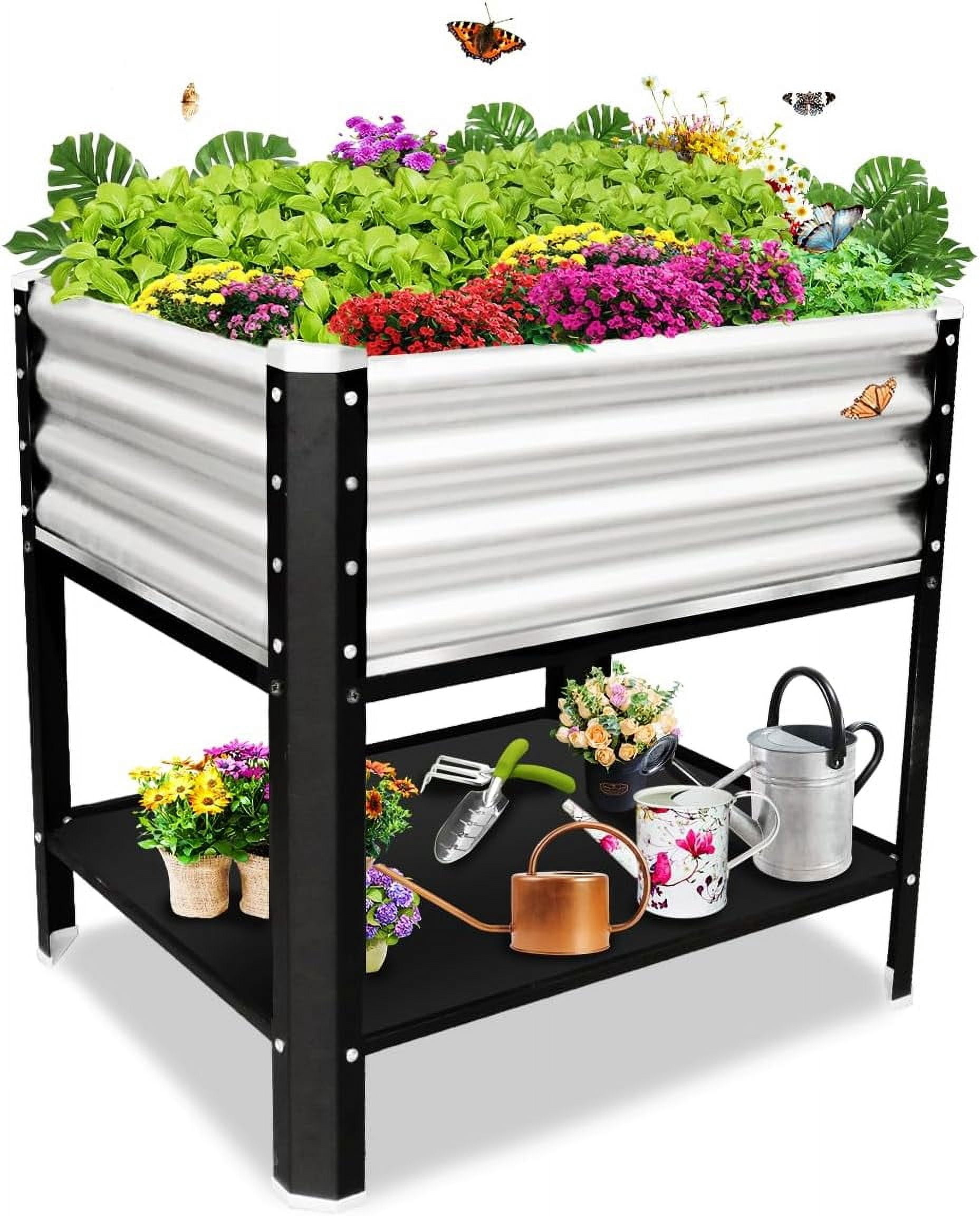 Elevated Metal Raised Garden Bed - Large Outdoor Metal Planter Box for ...