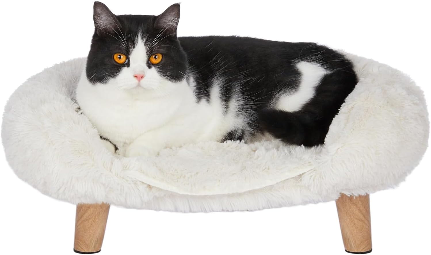 Elevated Pet Bed, Cat Dog Stool Bed with Sturdy Wood Legs Pet Chair ...