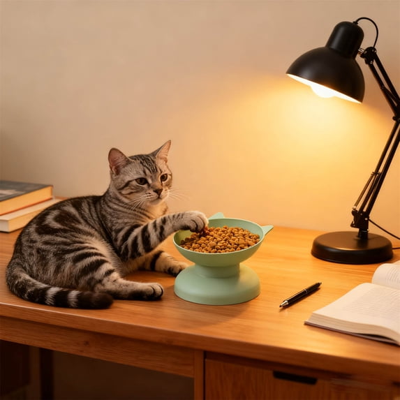 Elevated Pet Bowl for Cats and Dogs, Non-Slip Slow Feeder with Tilted ...