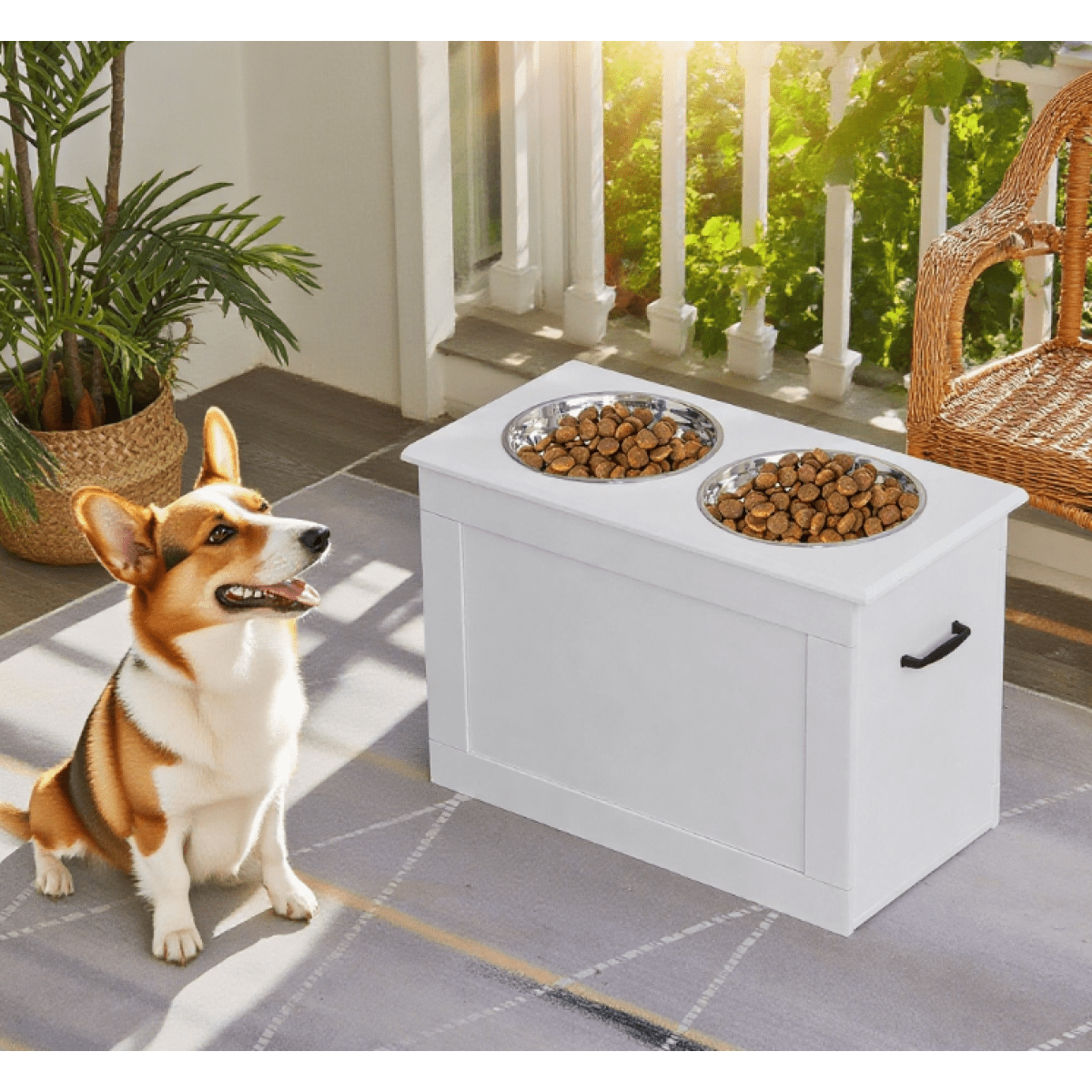 Elevated Pet Feeder Stand with Stainless Steel Bowls Raised Feeding ...