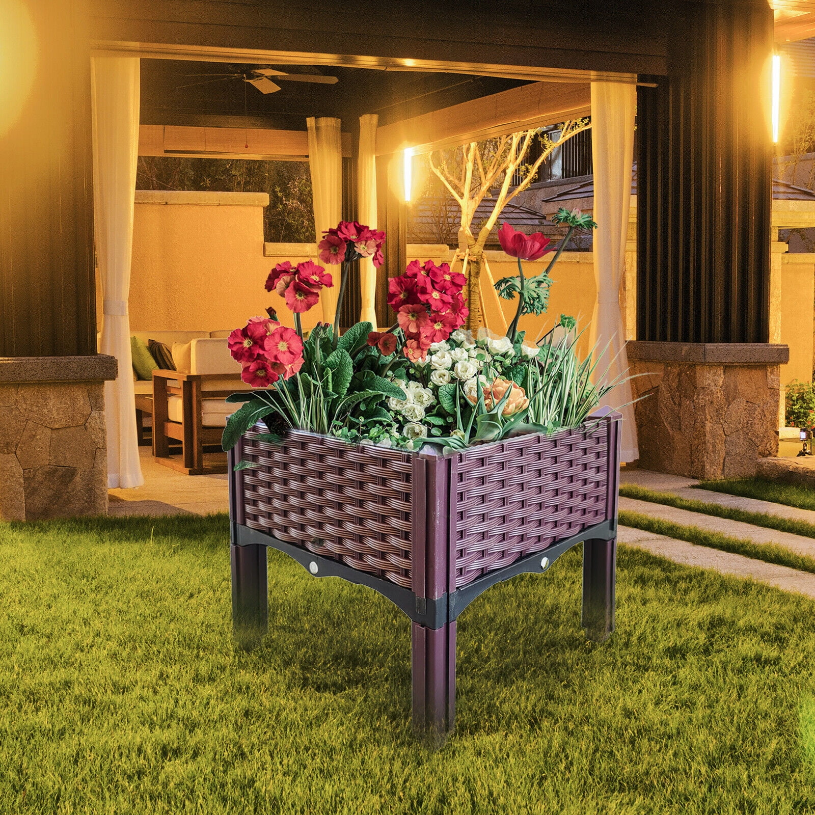 Elevated Planter Box Raised Garden Bed Plant Pots for Flowers ...