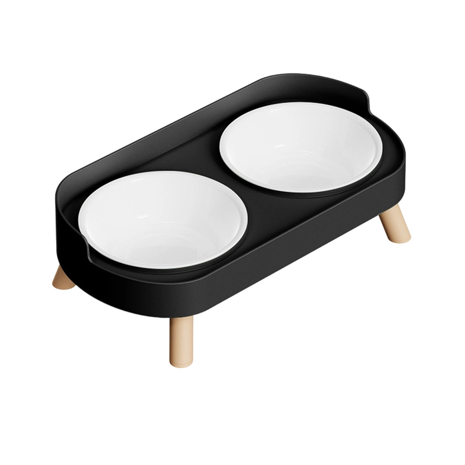 Elevated Plastic Double Pet Bowl for Cats and Dogs, Anti Splash Food ...