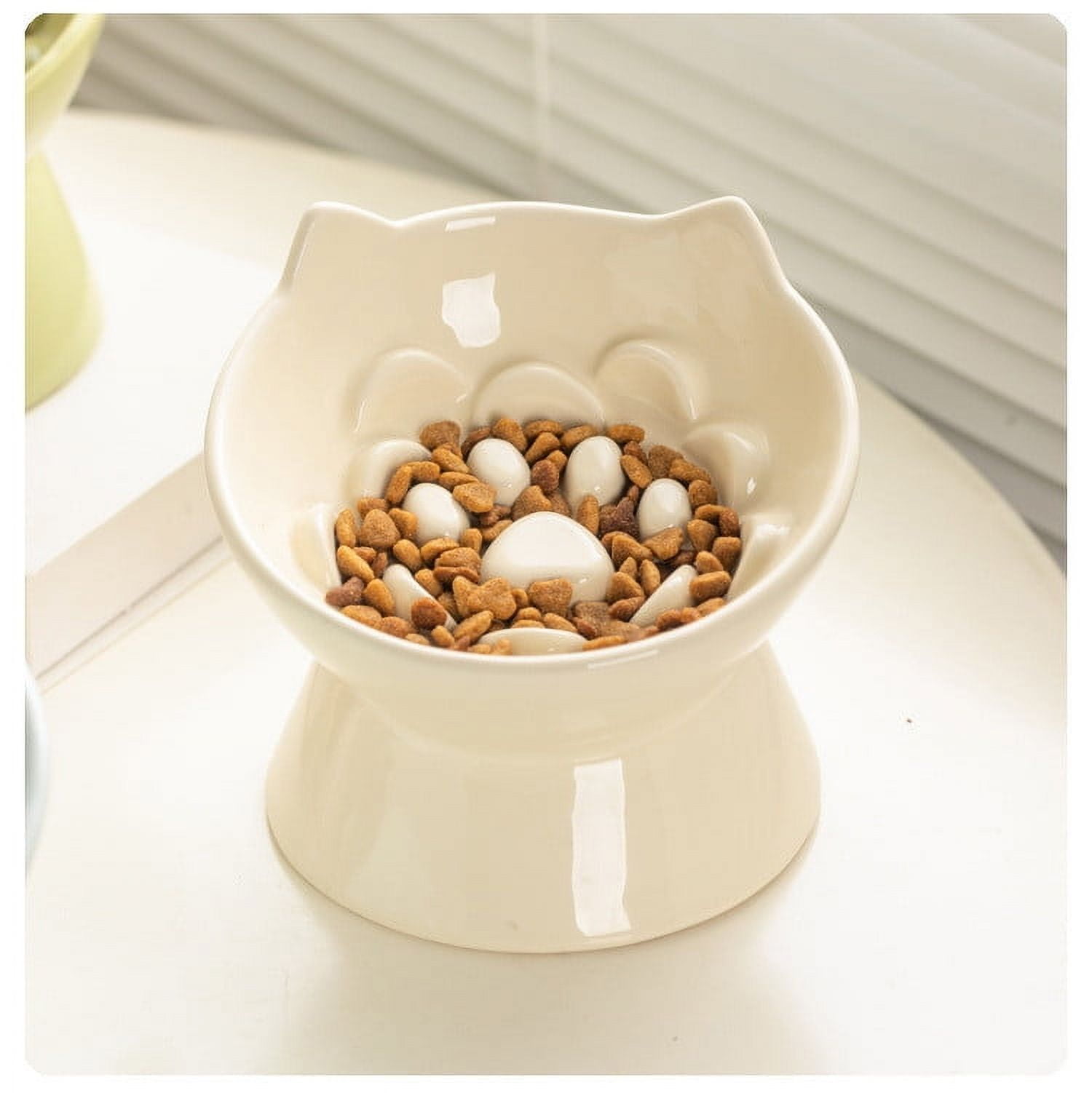 Elevated Slow Feeder Pet Bowl for Cats & Dogs, Non-Slip Anti-Choke Slanted Design, High Neck ...