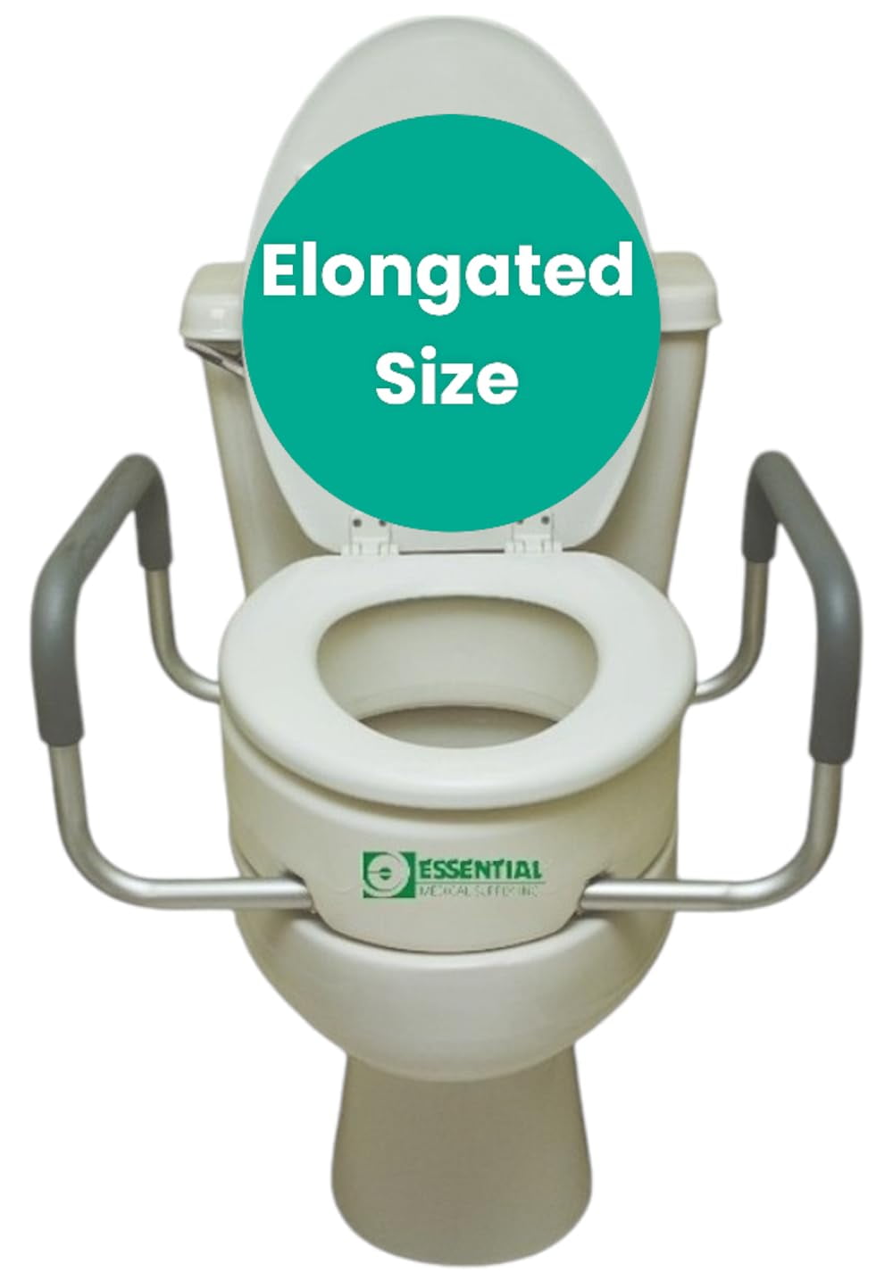 Raised Toilet Seat Riser for Mobility Assistance, Padded Aluminum Arms ...