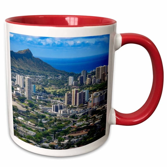 Elevated View Of Downtown Honolulu And Diamond Head, Oahu, Hawaii ...