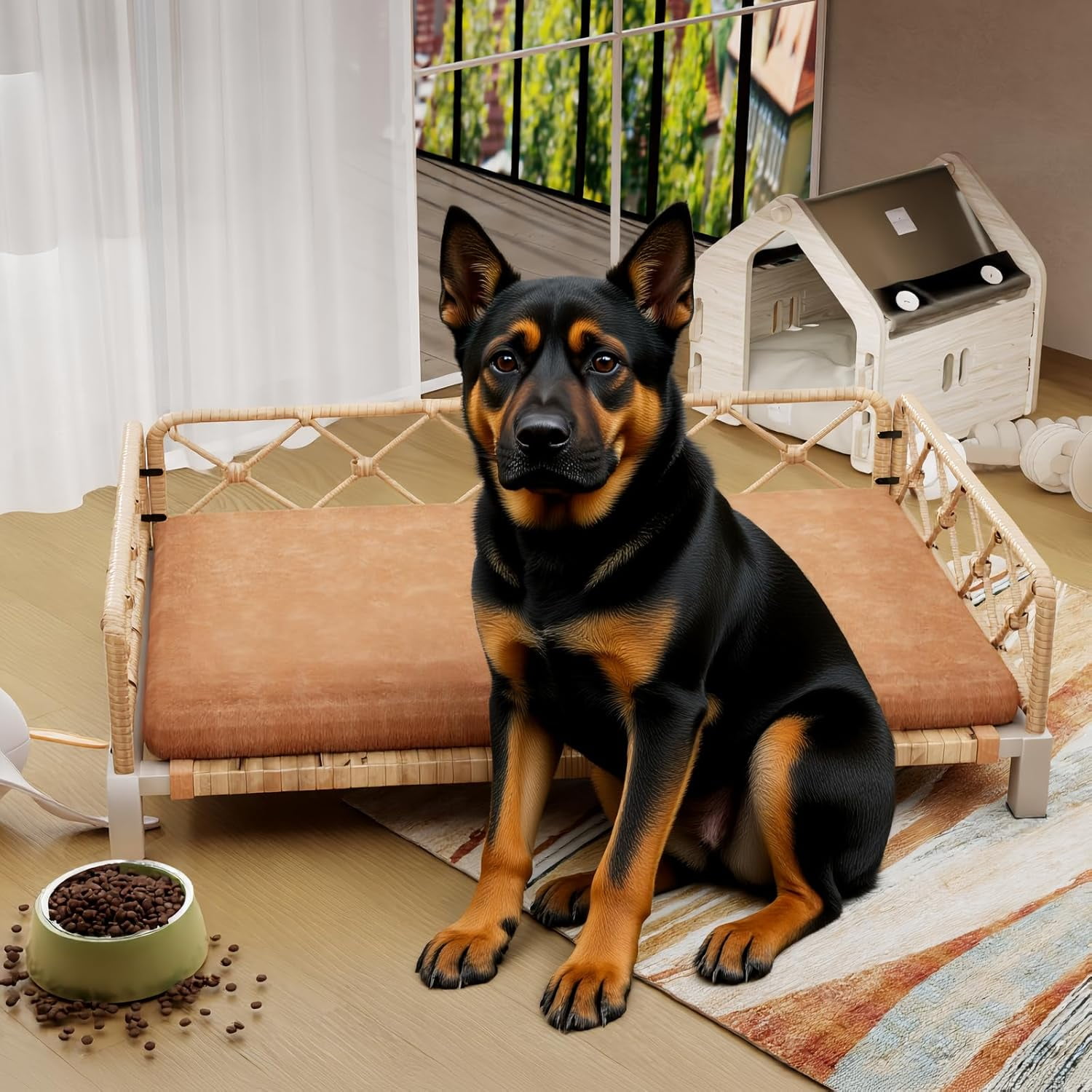 Elevated Waterproof Dog Beds for Large Dogs with Egg Crate Foam Support Pet Bed, Outdoor Dog ...