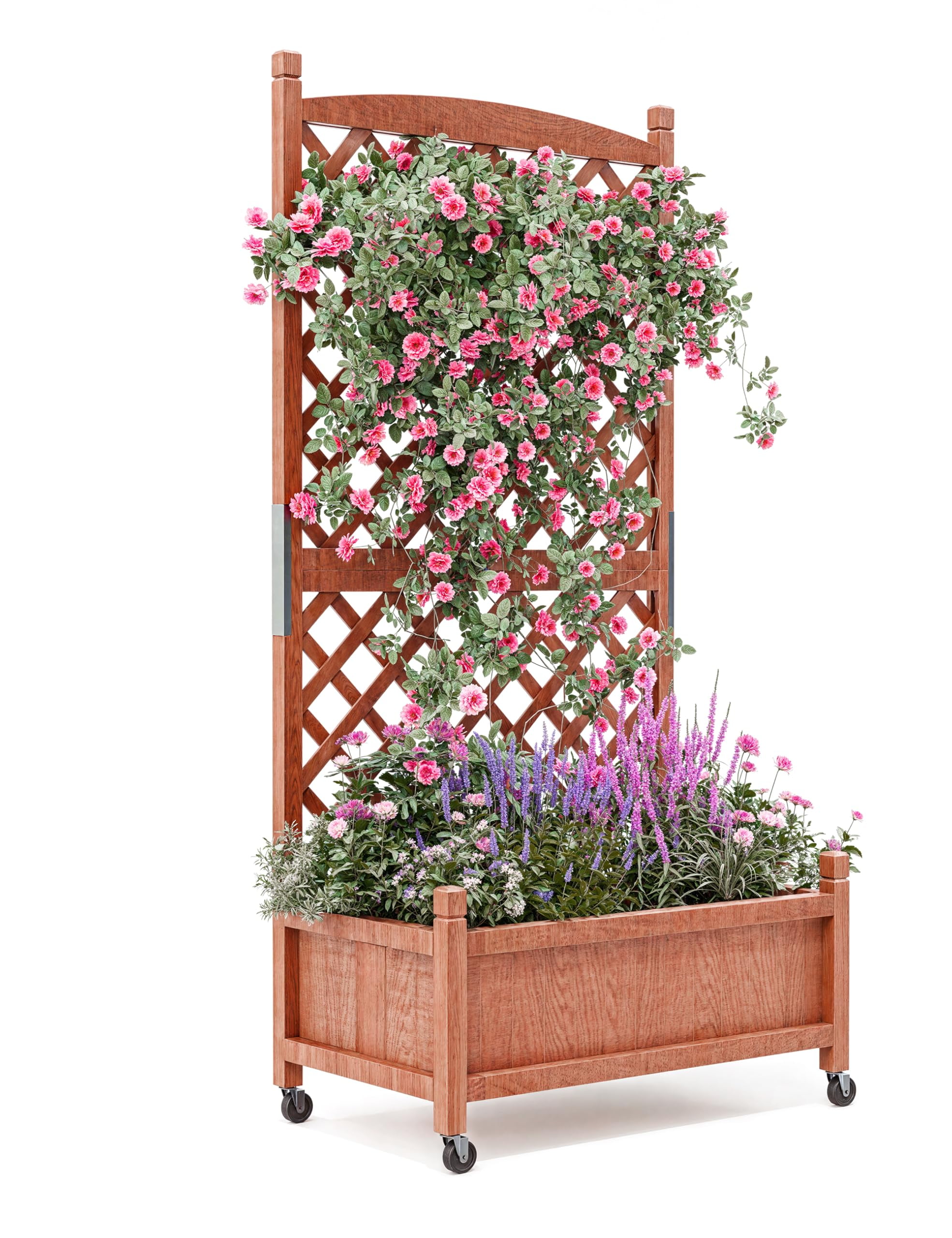 Elevated Wood Garden Bed with Built-In Trellis, Vertical Planter Box ...