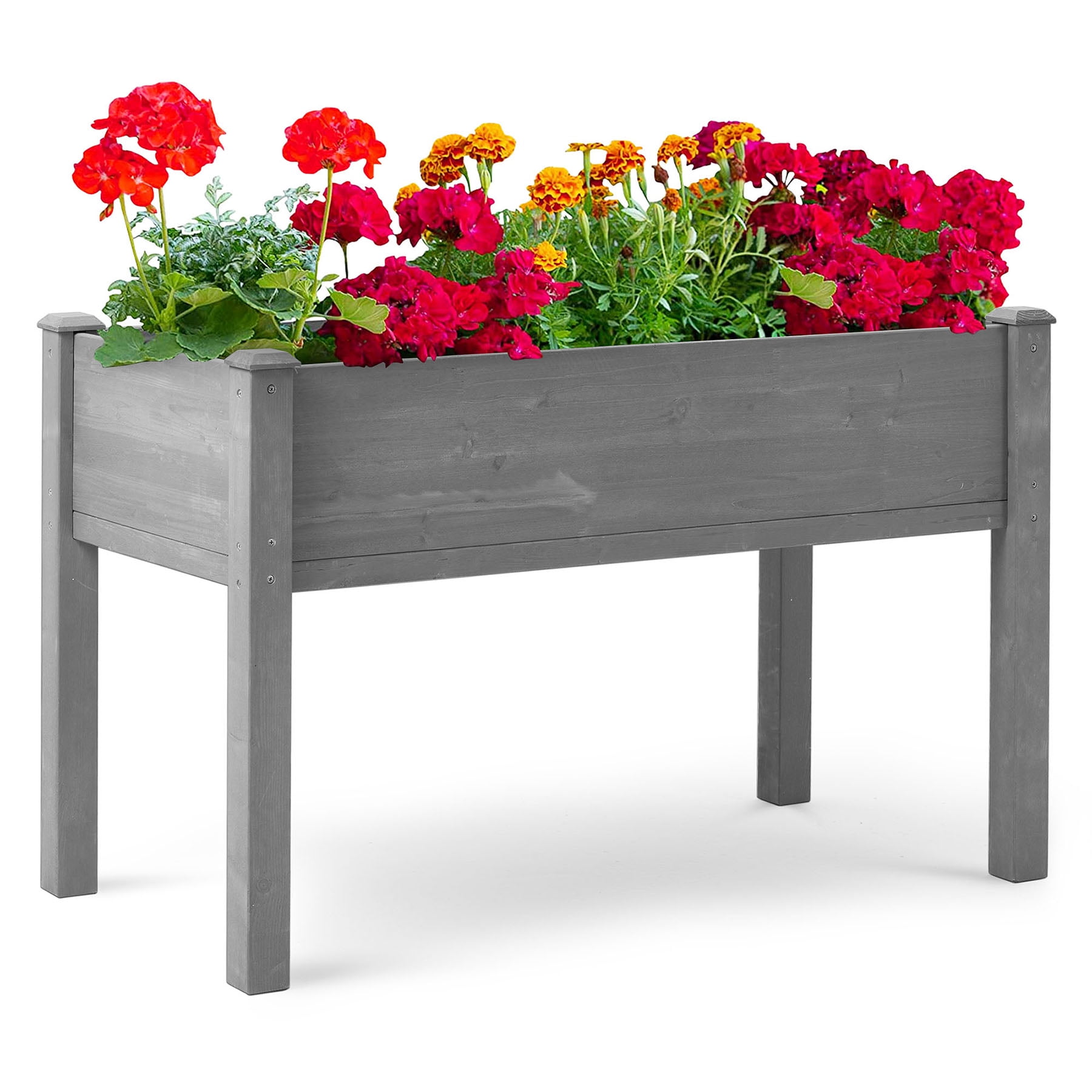 Elevated Wooden Planter Box 48x24x30 Inch for Outdoor Plants Flowers ...