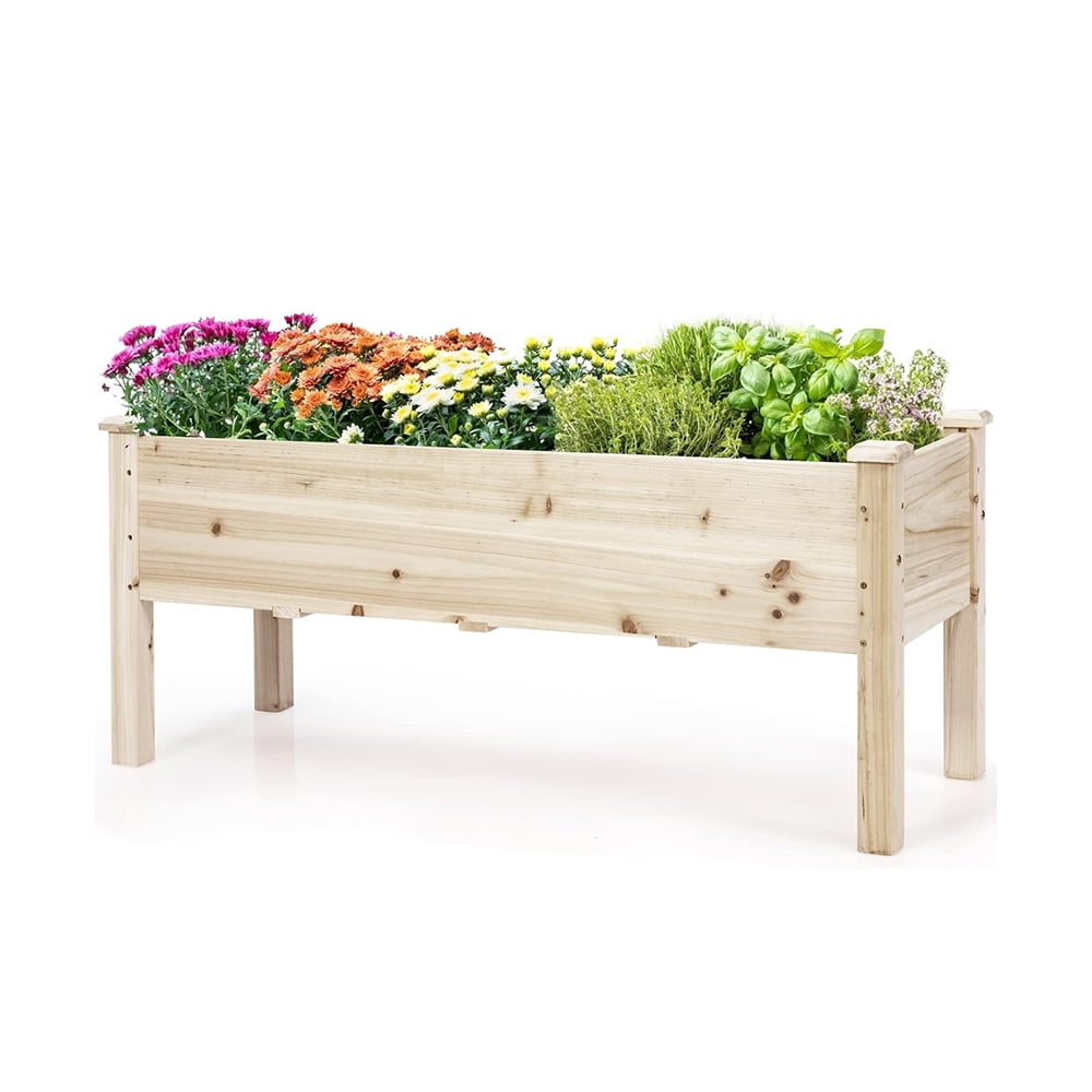 Elevated Wooden Planter Box Stand, Raised Garden Bed, Standing ...