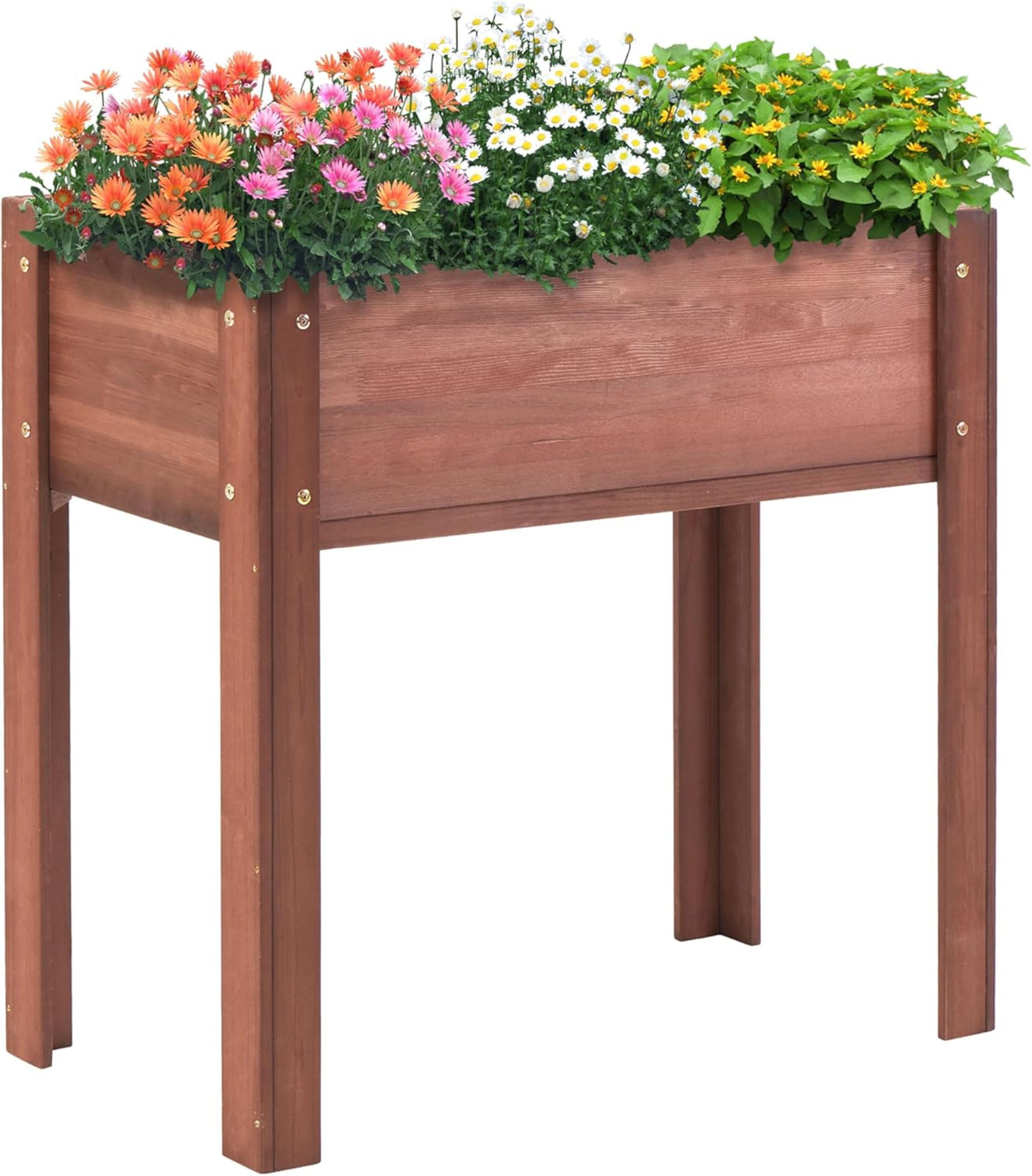 Elevated Wooden Planter Box With Legs 31x31x16 Inch For Growing Outdoor ...