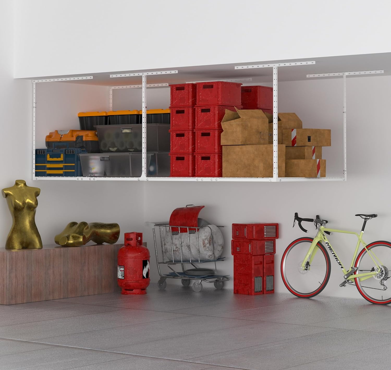 Elevated garage storage rack, adjustable ceiling storage rack, garage ...