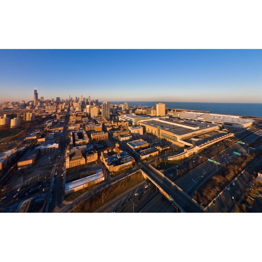 Elevated view of McCormick Place Lake Michigan Chicago Cook County ...