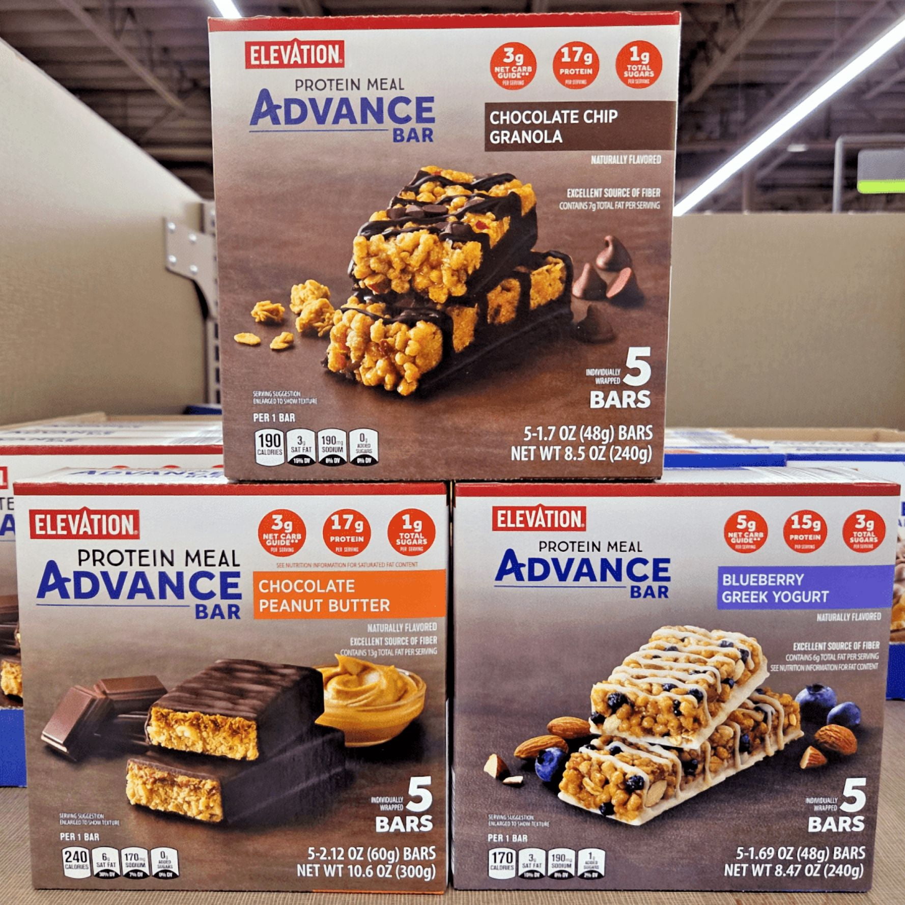 Elevation Advance Meal Cereal Bar 3 Flavors Combo (3 Boxes) - Walmart.com