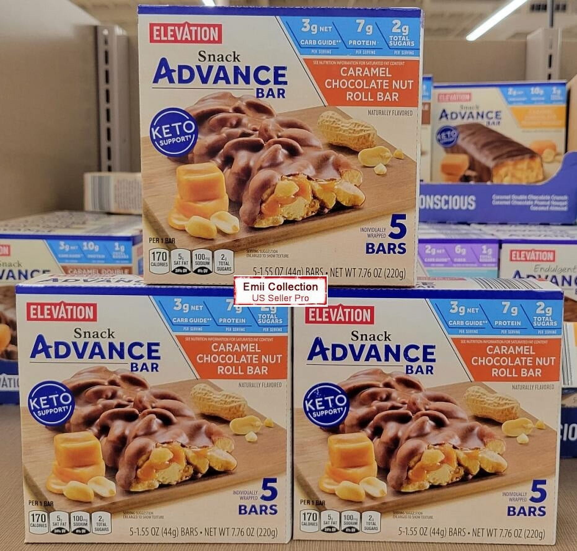 Elevation Caramel Chocolate Nut Roll Bar, Keto Snack, Low Carb, Low ...