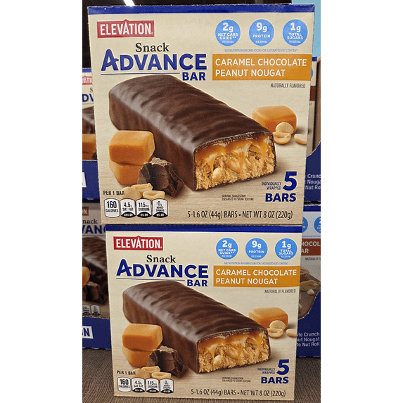 Elevation Caramel Chocolate Peanut Nougat Snack Advance Bar 8oz 220g (2 ...