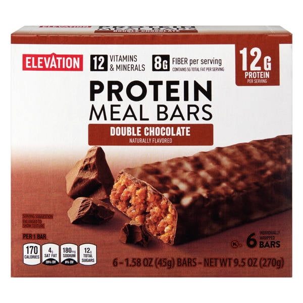 Elevation Double Chocolate Protein Meal Bars, 6 count - Walmart.com