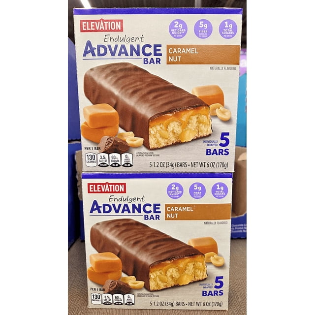 Elevation Endulgent Advance Bar Caramel Nut 6oz 170g (2 Boxes ...