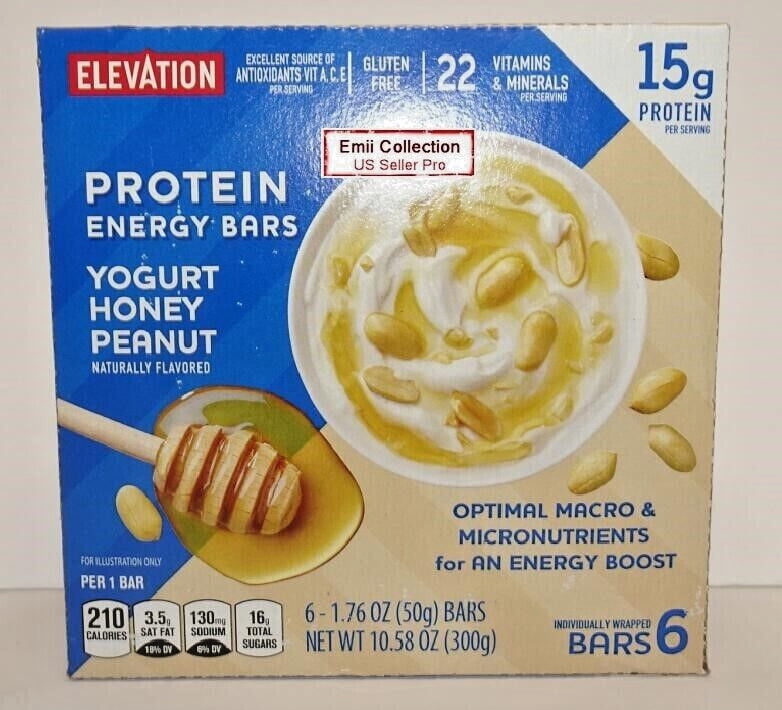 Elevation, Energy Bars, Yogurt Honey Peanut 6 Bars 10.58oz 300g ...