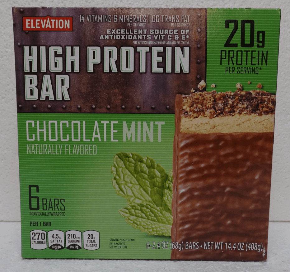 Elevation High Protein Bar Chocolate Mint 14.4oz 408g (Single Box ...
