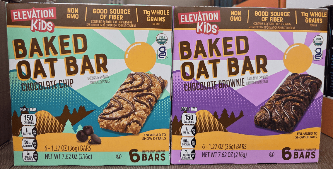 Elevation Kids NON-GMO Organic Baked Oat Bar Chocolate Chip & Chocolate ...