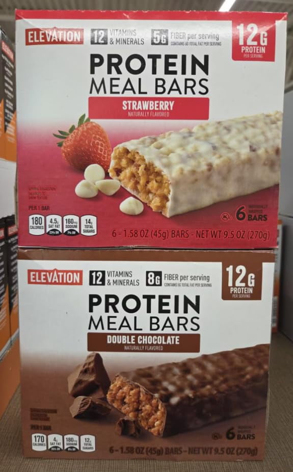 Elevation Meal Bars Strawberry and Double Chocolate 9.5oz 270g (2 Boxes ...