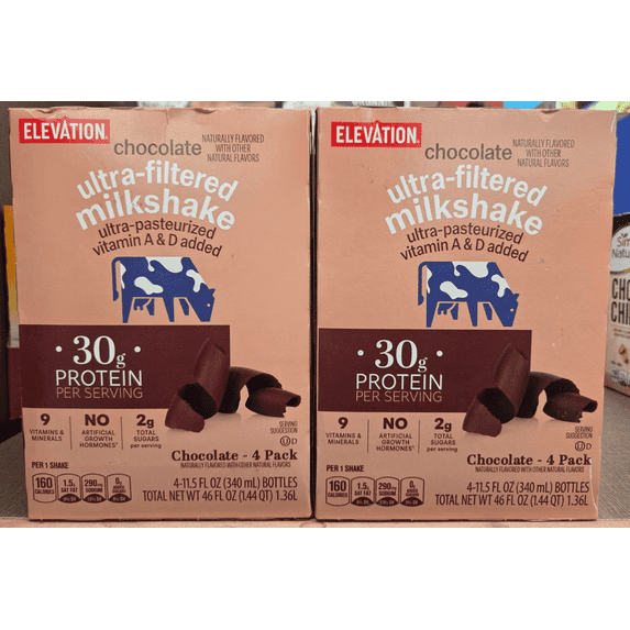 Elevation Ultra-Filtered Milkshake Chocolate 46fl oz 1.36L (2 Boxes ...