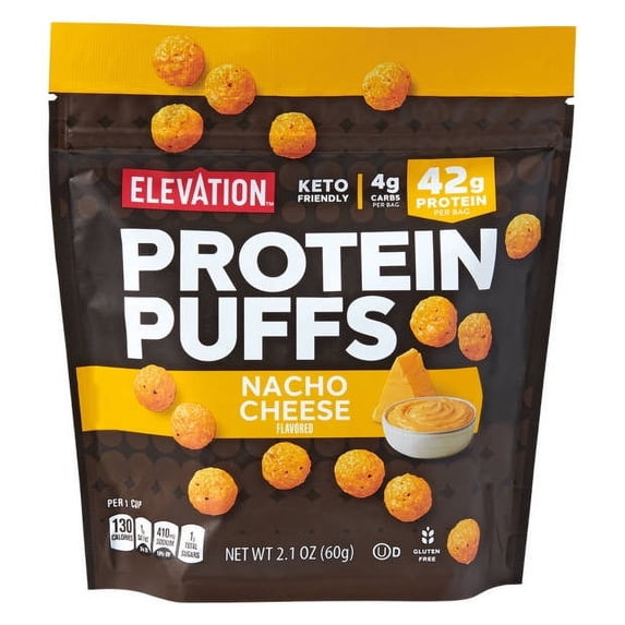 Elevation Nacho Cheese Protein Puffs, 2.1 oz, Keto, Low Carb, Low ...