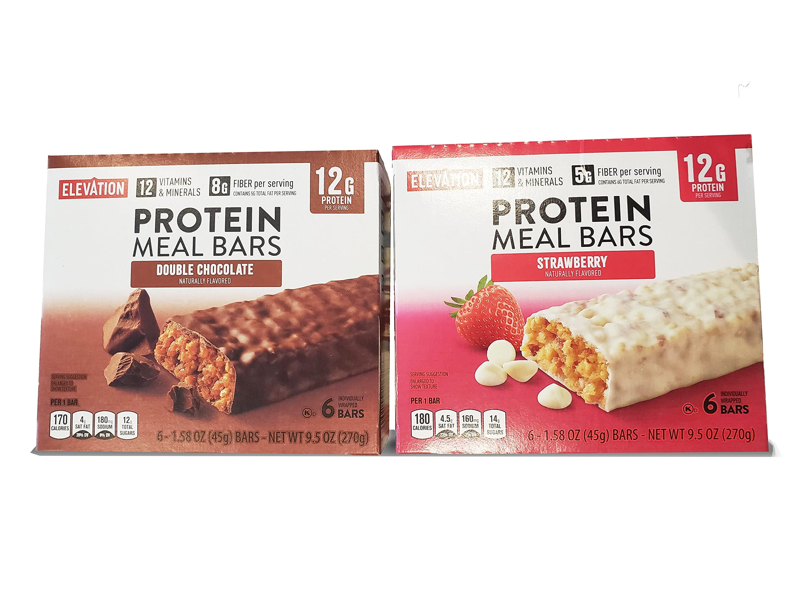 Elevation Protein Meal Bars MSF2 Strawberry and Double Chocolate 9.5oz ...