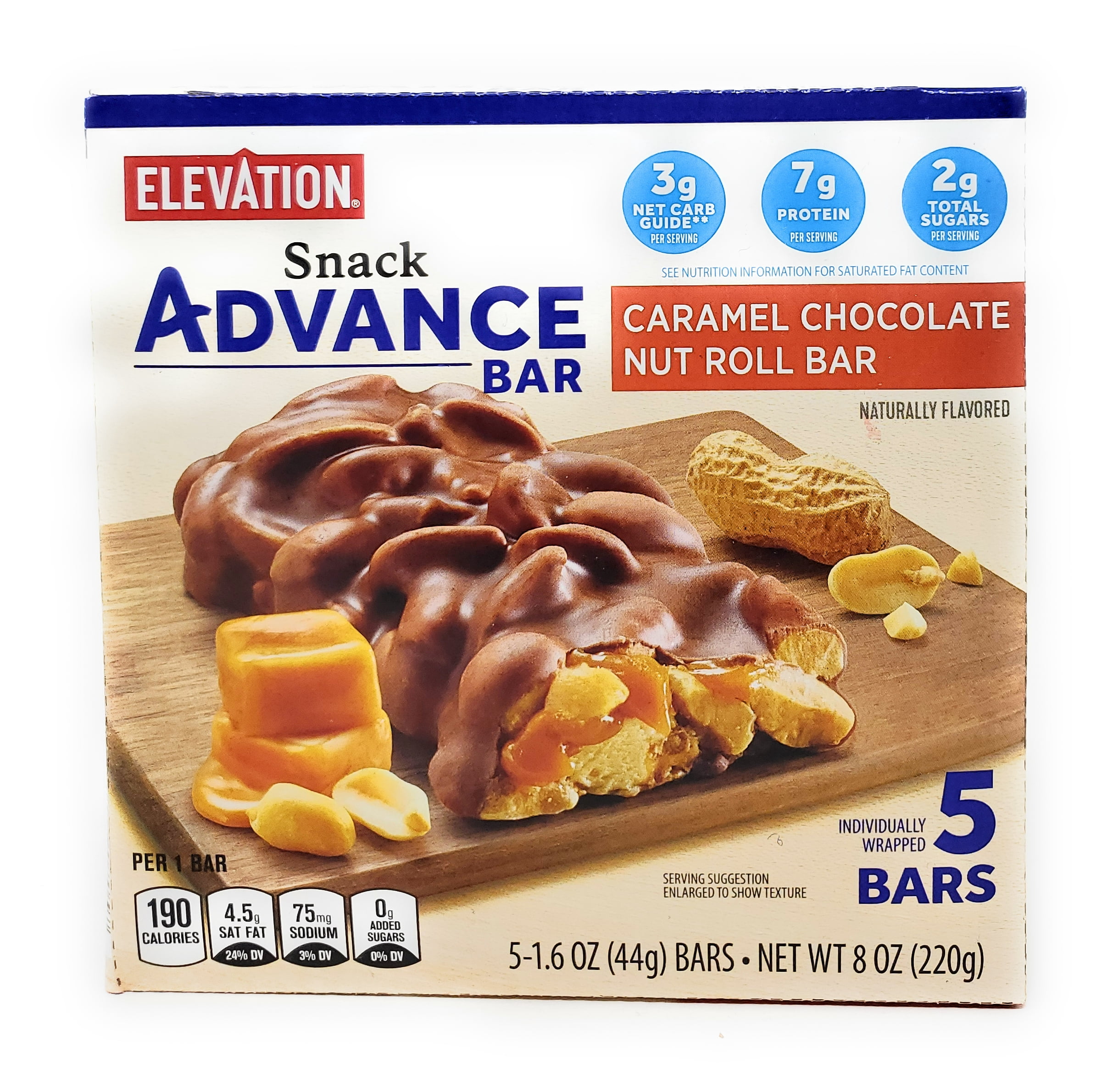 Elevation Snack Advance Caramel Chocolate Nut Roll Bar, 5 Count ...