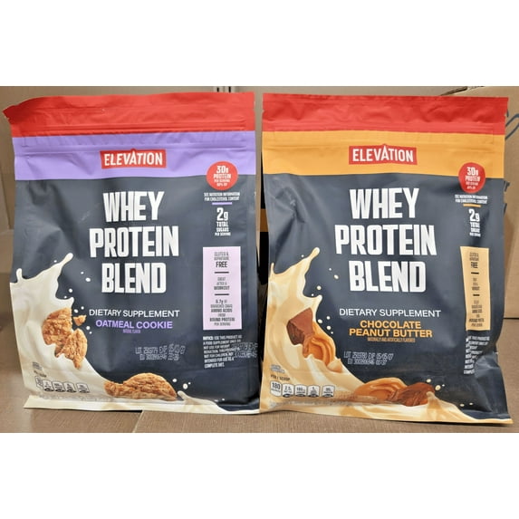 Elevation Whey Blend Oatmeal Cookie & Chocolate Peanut Butter 32oz 907g (2 Bags) - Walmart.com