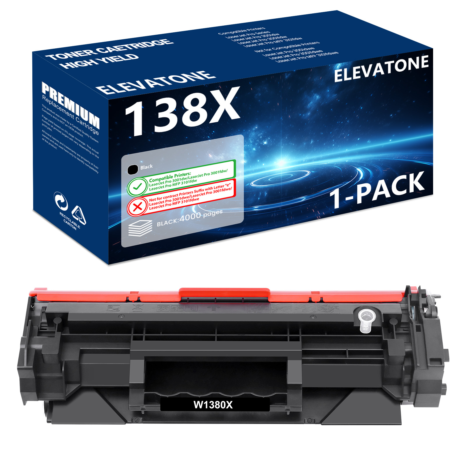 Elevatone 138X W1380X With Chip Toner Cartridge 1-Pack Replacement ...