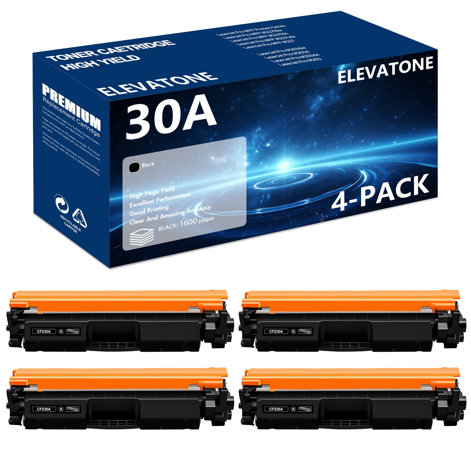Elevatone 30A Black Toner Cartridge Compatible for HP 30A CF230A 30X ...