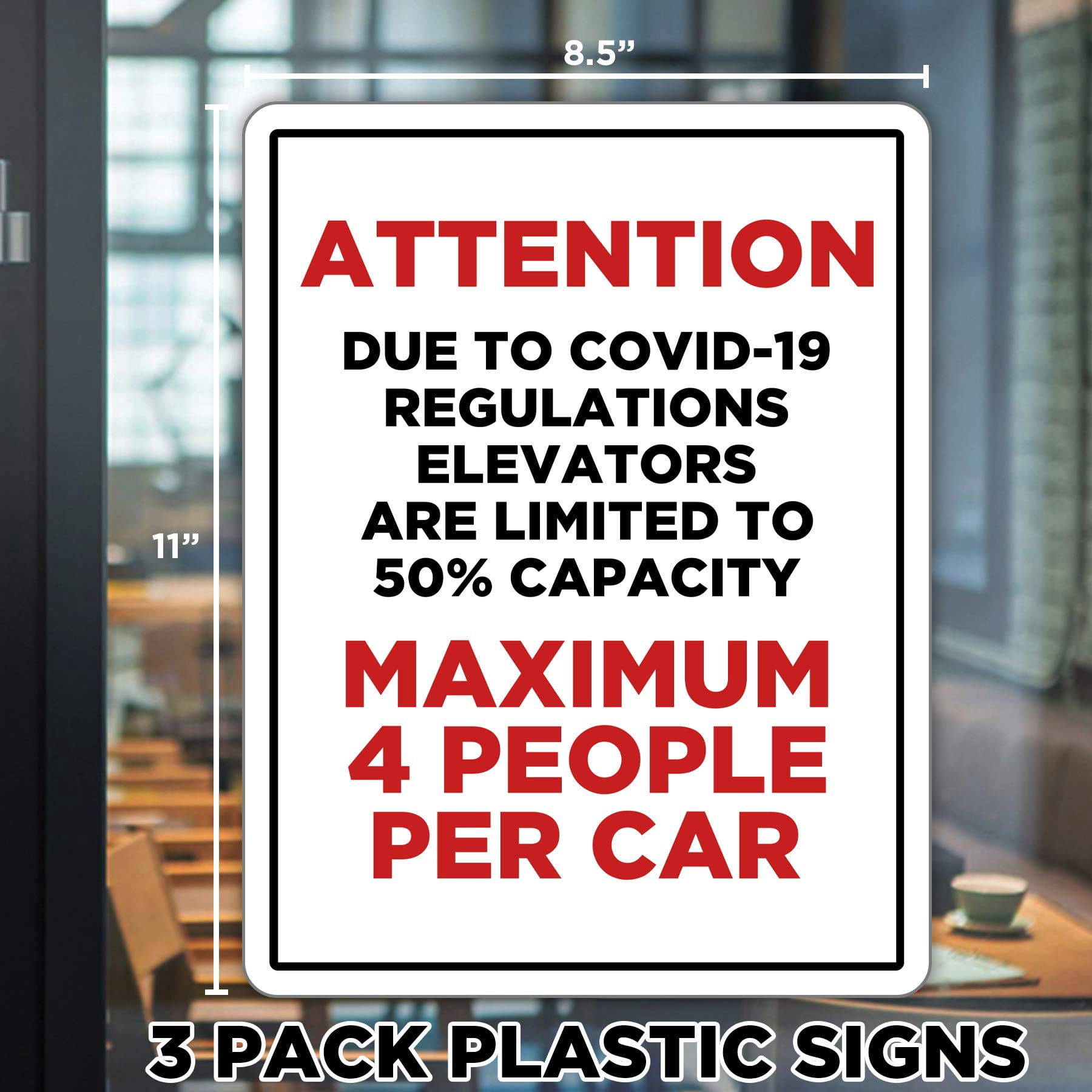 Elevator Capacity Signs - No More Than 4 People per Elevator car (Pack ...