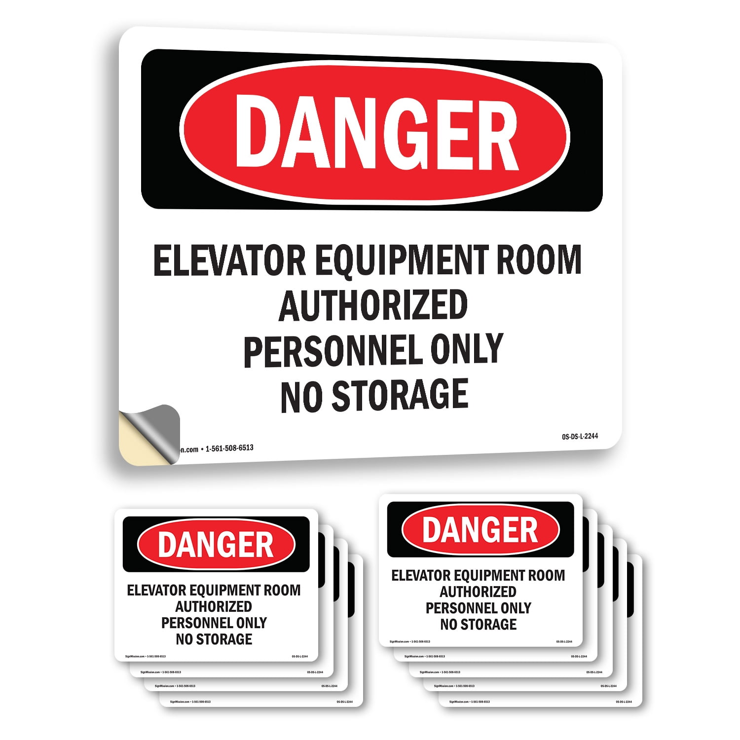 Elevator Equipment Room Authorized Personnel OSHA Danger Vinyl Decal ...